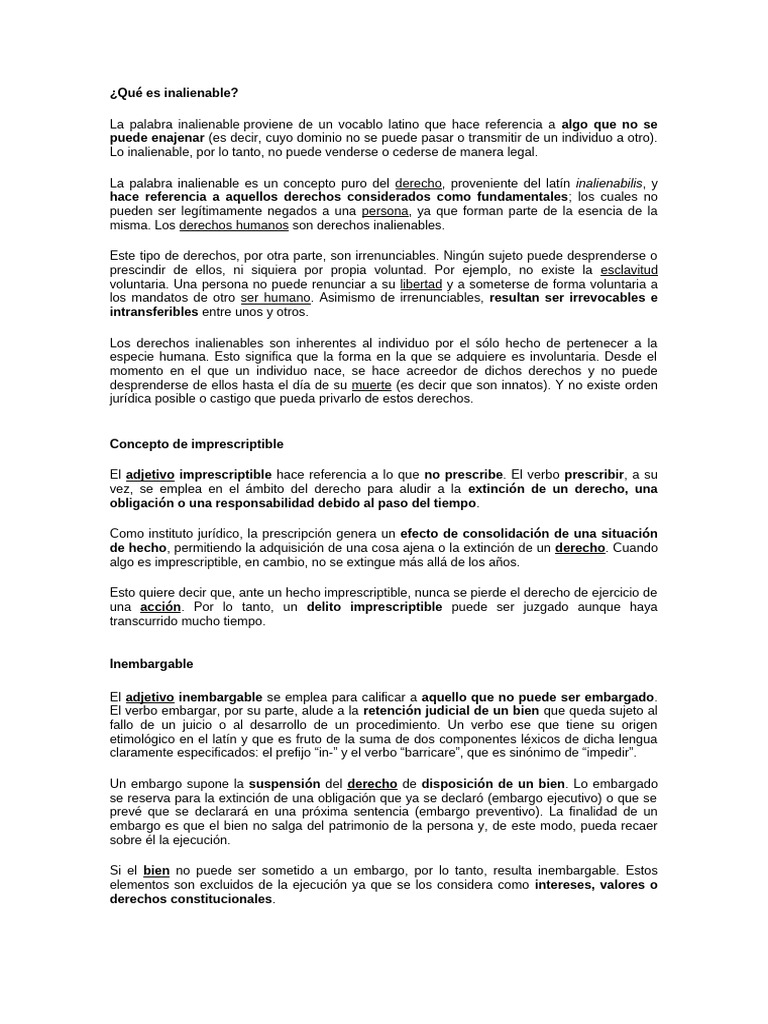 Qué Es Inalienable | PDF | Estatuto de limitaciones | Propiedad