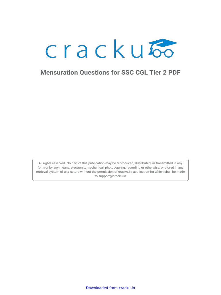 Mensuration Questions For SSC CGL Tier 2 PDF | PDF | Area | Triangle