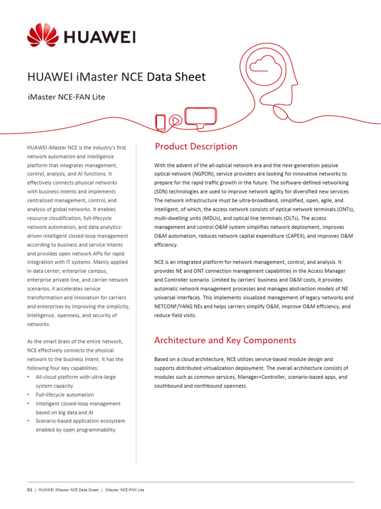 Huawei Imaster Nce-Fan Lite v100r020c10 Data Sheet 01 | PDF | Computer Network | Ip Address