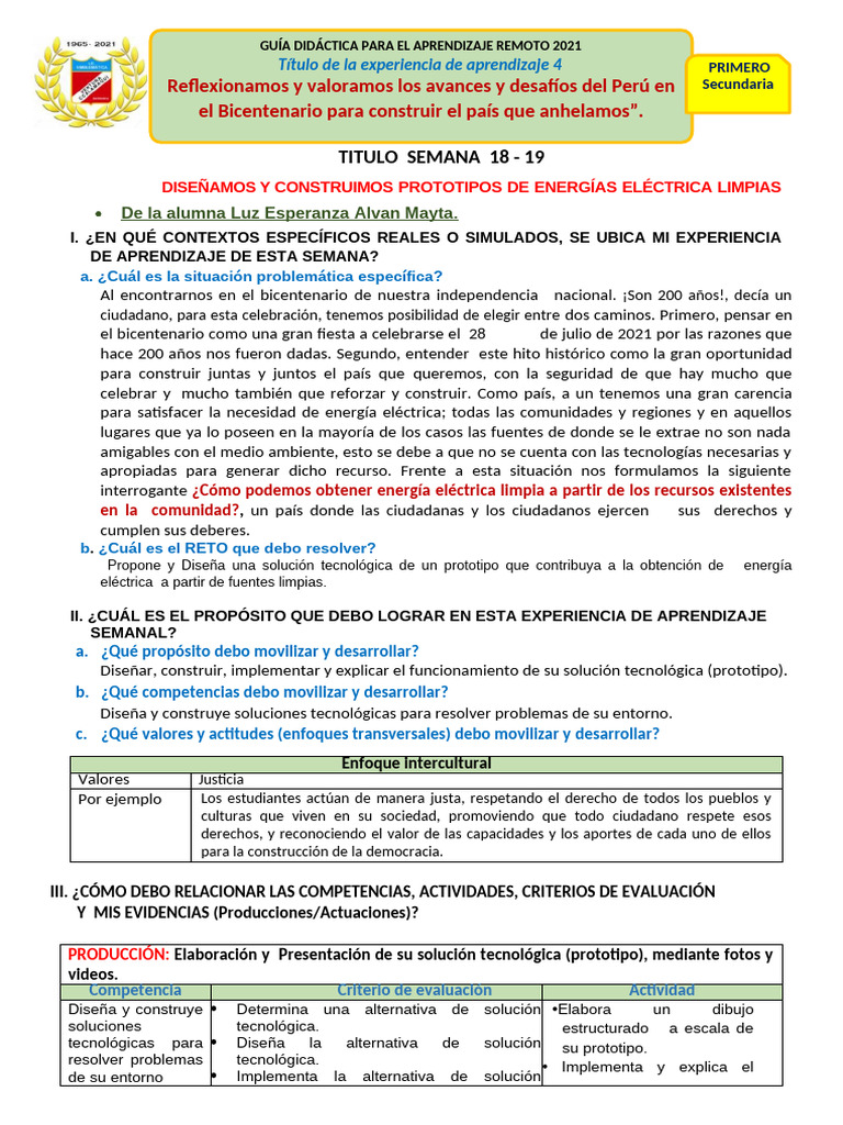GUIA DIDACTICA 1° SEMANA 18-19 DISEÑA_uwu | PDF | Evaluación | Herramientas