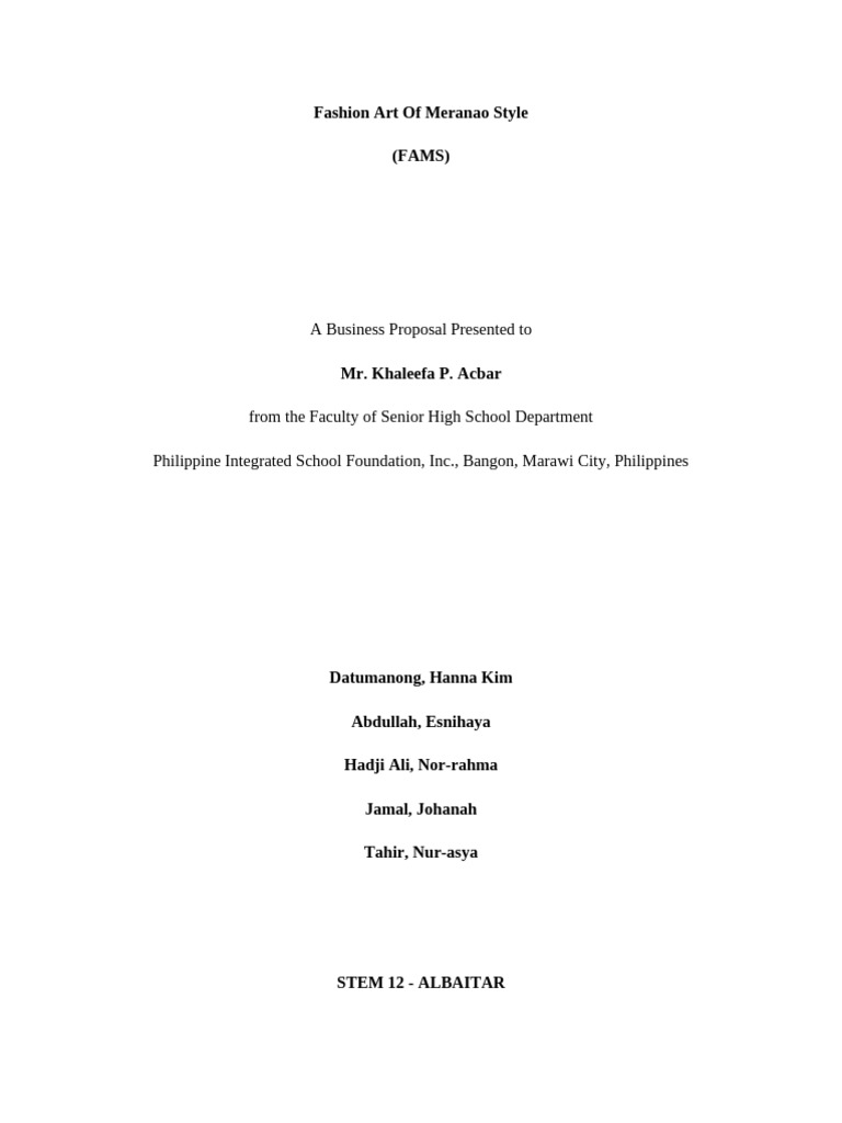 Meranao Fashion Business Proposal | PDF | Fashion | Traditions