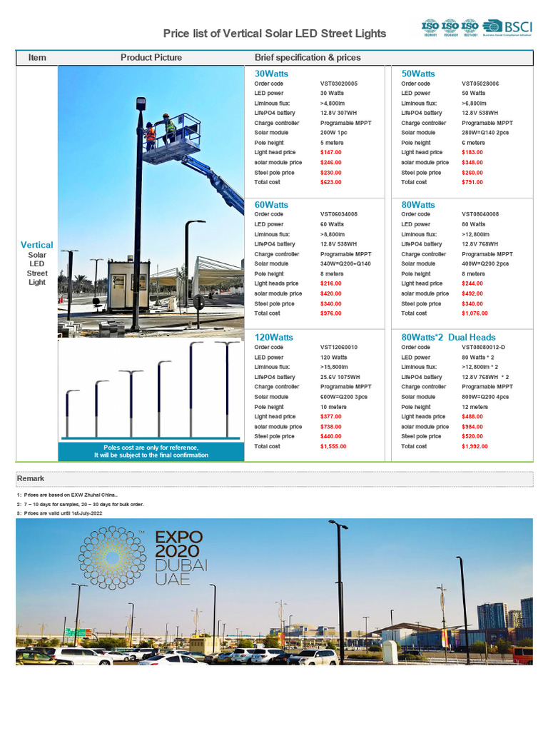 Solar LED Street Light Price List | PDF | Photovoltaics | Lighting