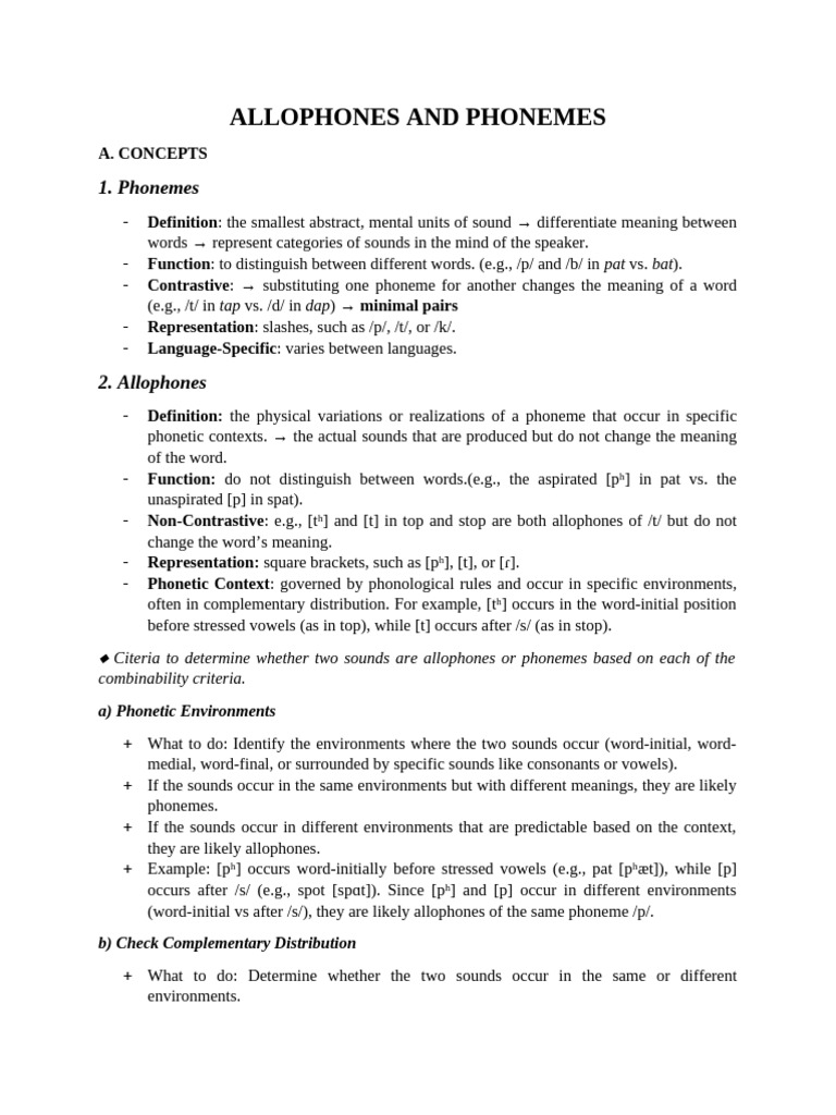 Allophones and Phonemes | PDF | Phoneme | Consonant