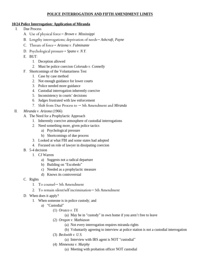 POLICE INTERROGATION | PDF | Miranda Warning | Sixth Amendment To The ...