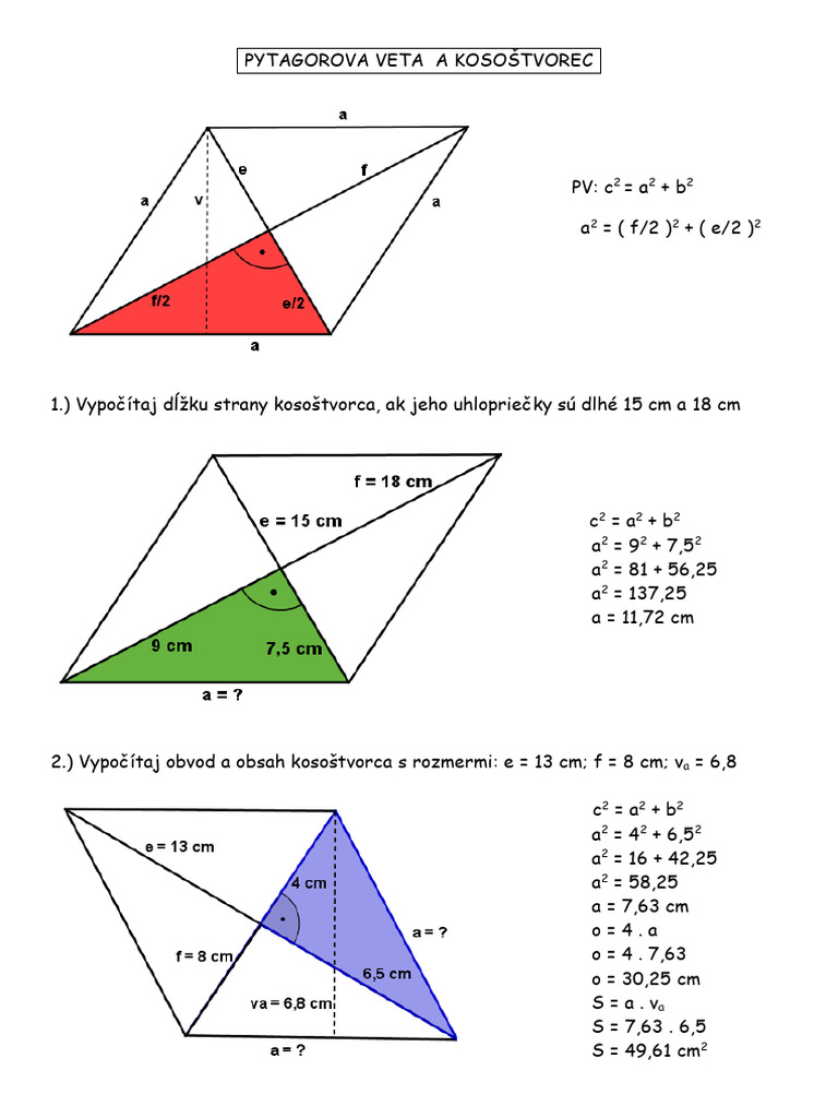 Pytagorova Veta A Kosostvorec | PDF