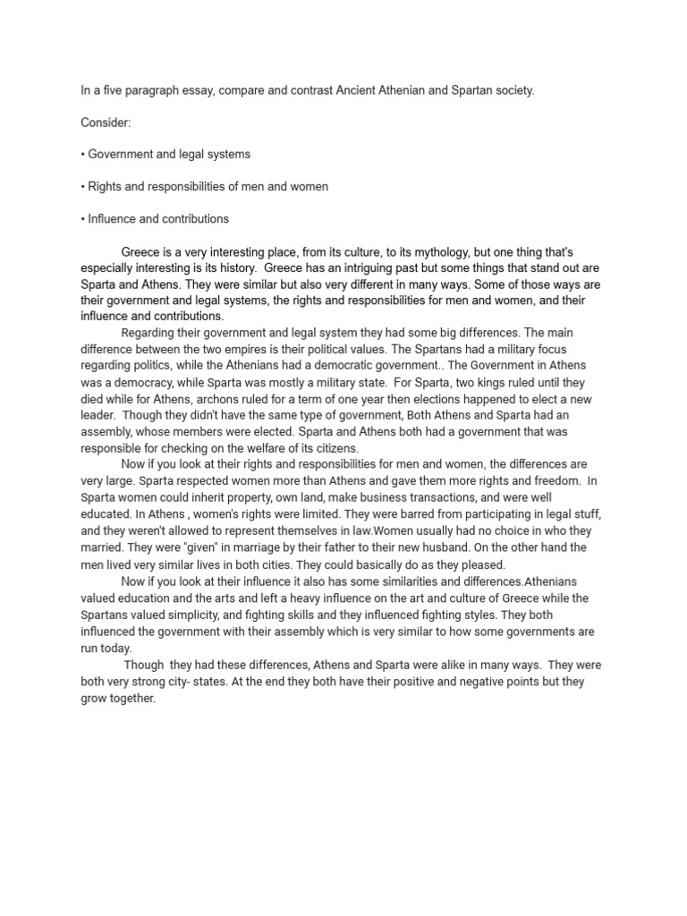 Sparta And Athens Pdf Sparta Athens