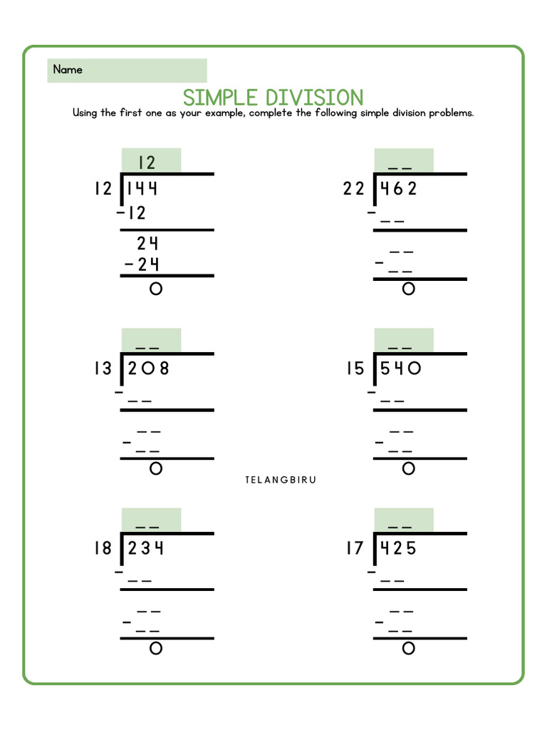 Math Division Practice Worksheet | PDF | Equations | Mathematical Objects