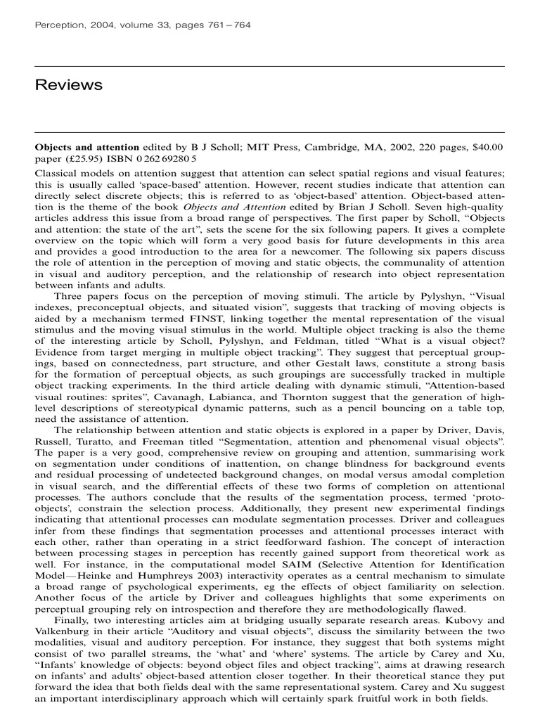 Heinke Zanker 2004 Review Objects and Attention Putting Pictures Into ...