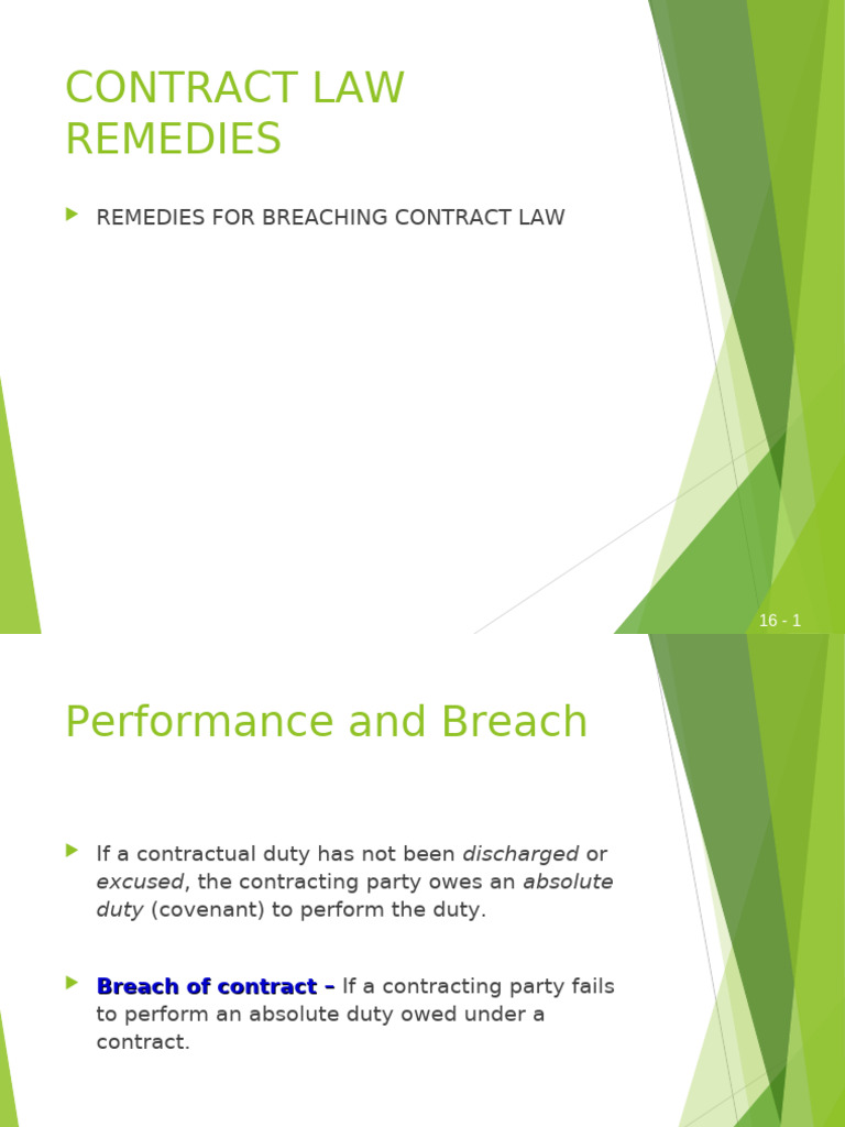 Remedies For Breach of Contract | PDF | Damages | Legal Remedy