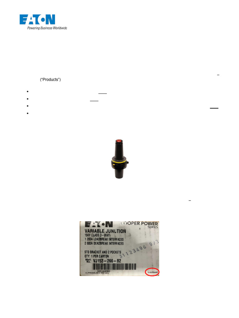 Eaton 200a 15kv Bushing Product Bulletin Advisory en Us | PDF