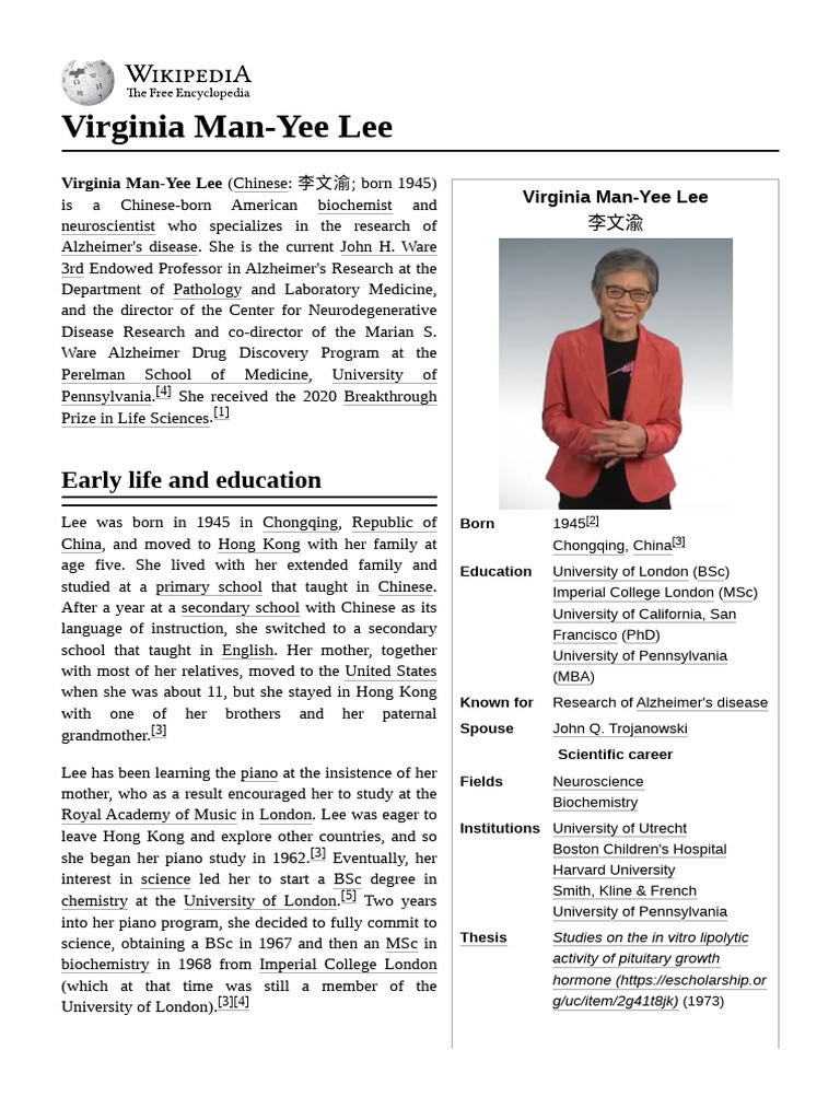 Virginia_Man-Yee_Lee | PDF | Cell Biology | Dementia