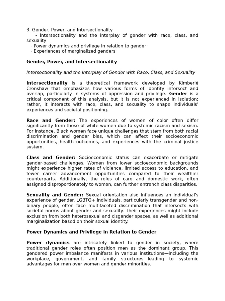 Final Lecture 2 | PDF | Intersectionality | Gender