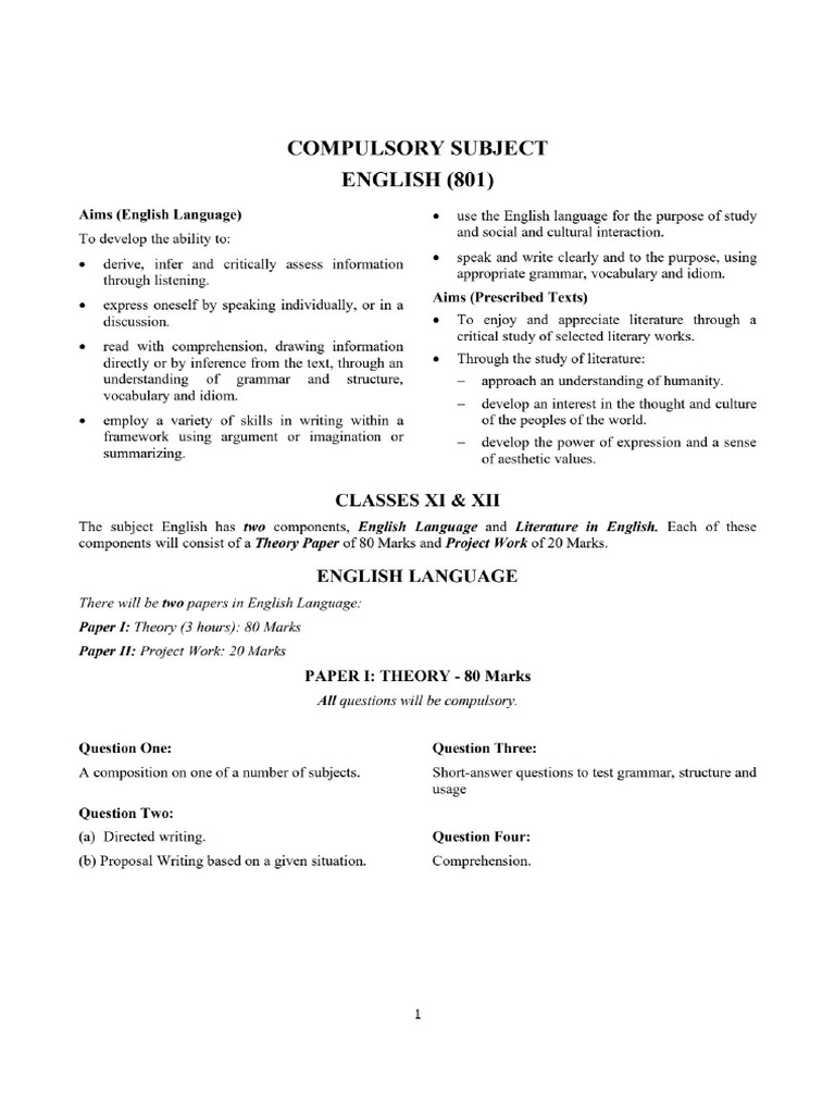 ISC English XI XII | PDF