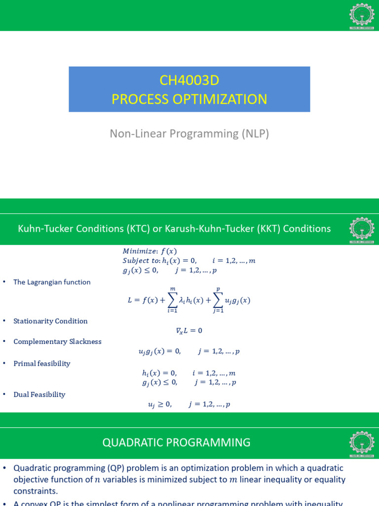 CH4003D Constrained NLP | PDF | Mathematical Optimization | Linear Programming