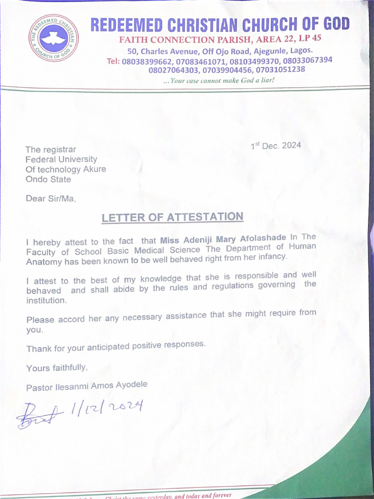 Letter of Attestation | PDF