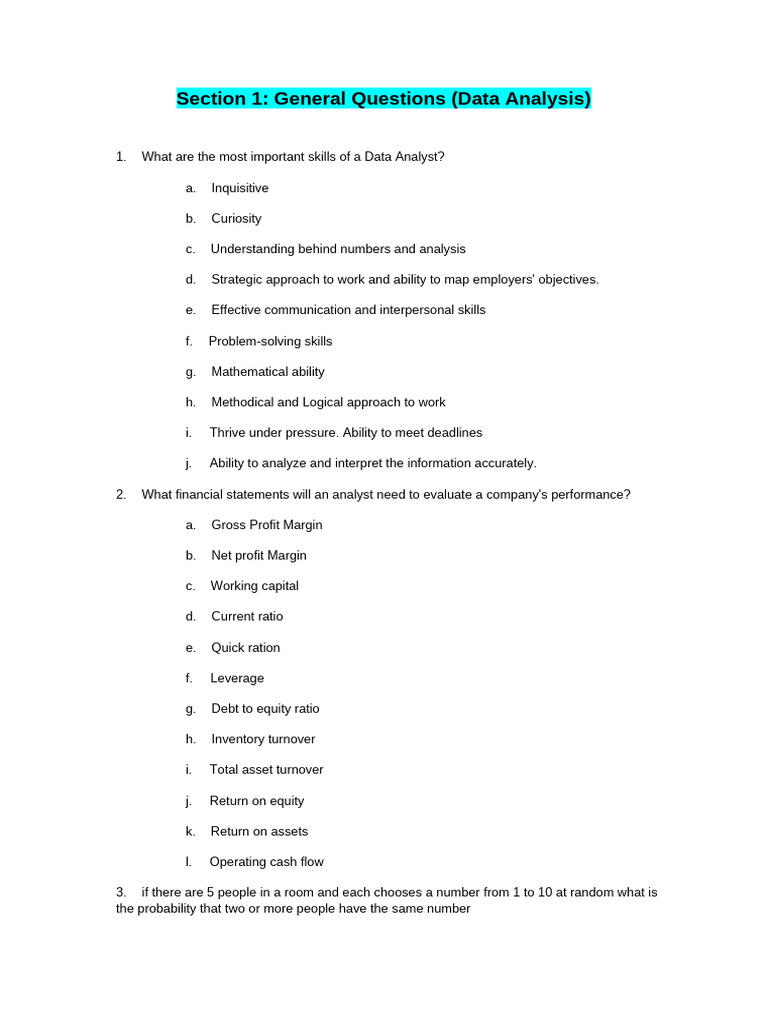 Data Analysis Interview (1) | PDF | Database Index | Relational Database