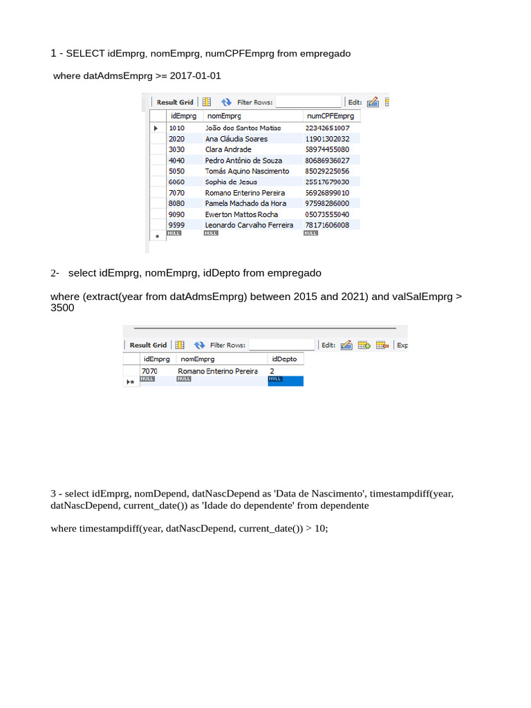 SQL Queries for Employee Data Analysis | PDF