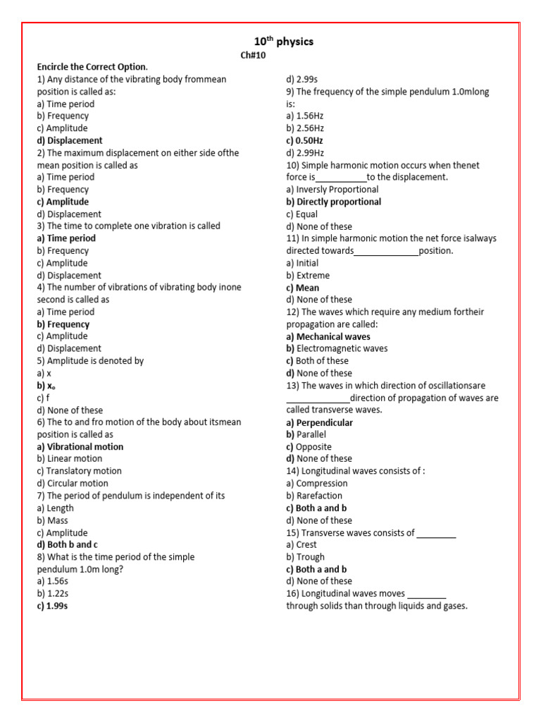 10th Physics Full Book Notes | PDF | Waves | Frequency