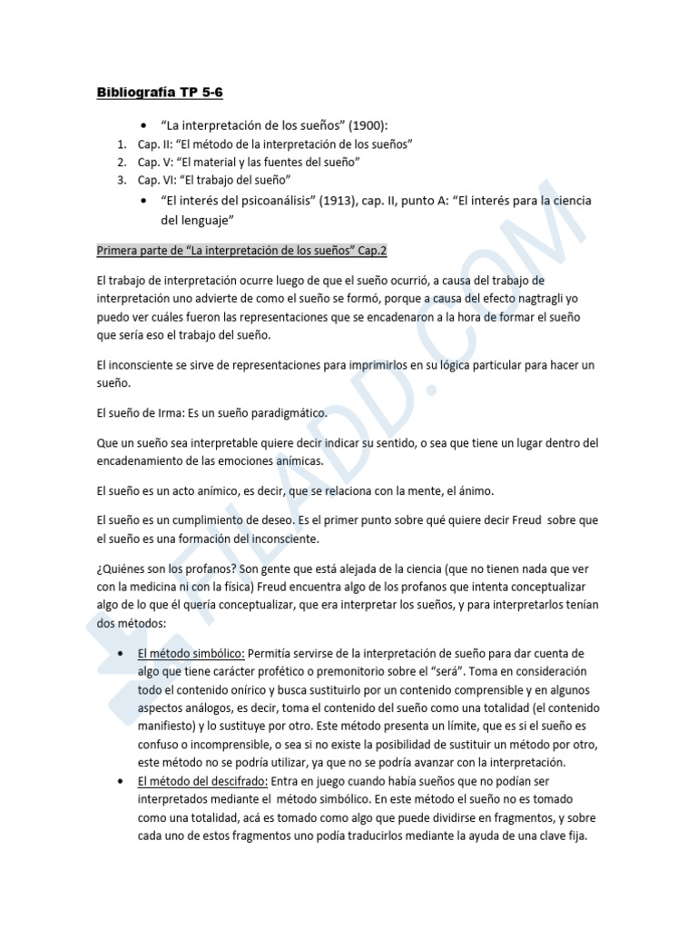 Resumen TP5-TP6 | PDF | Sueño | Interpretación de sueños