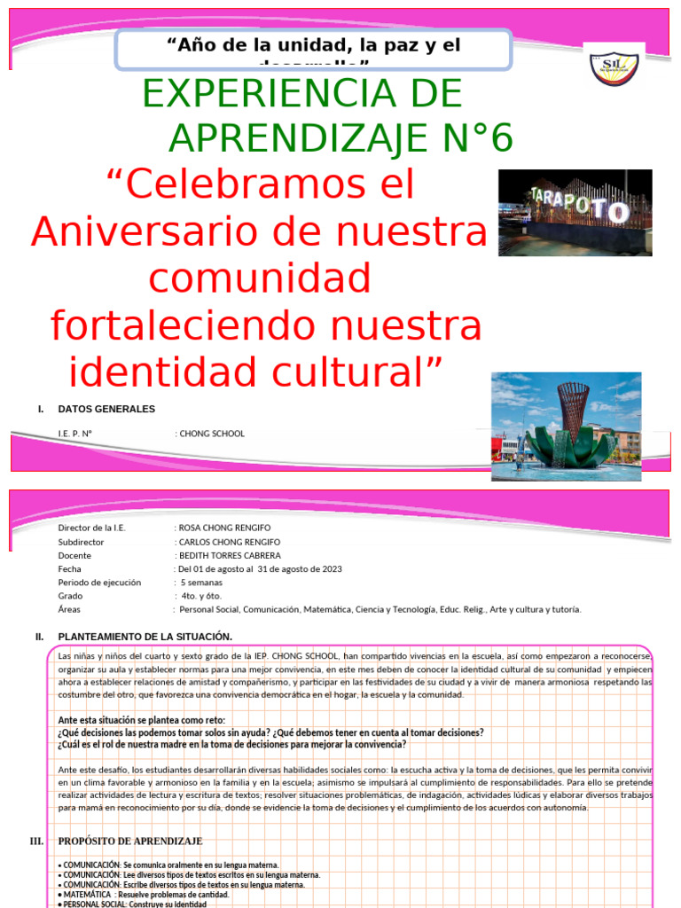 AGOSTO EXPERIENCIA DE APRENDIZAJE N° 6[1] | PDF | Aprendizaje | María, madre de Jesús