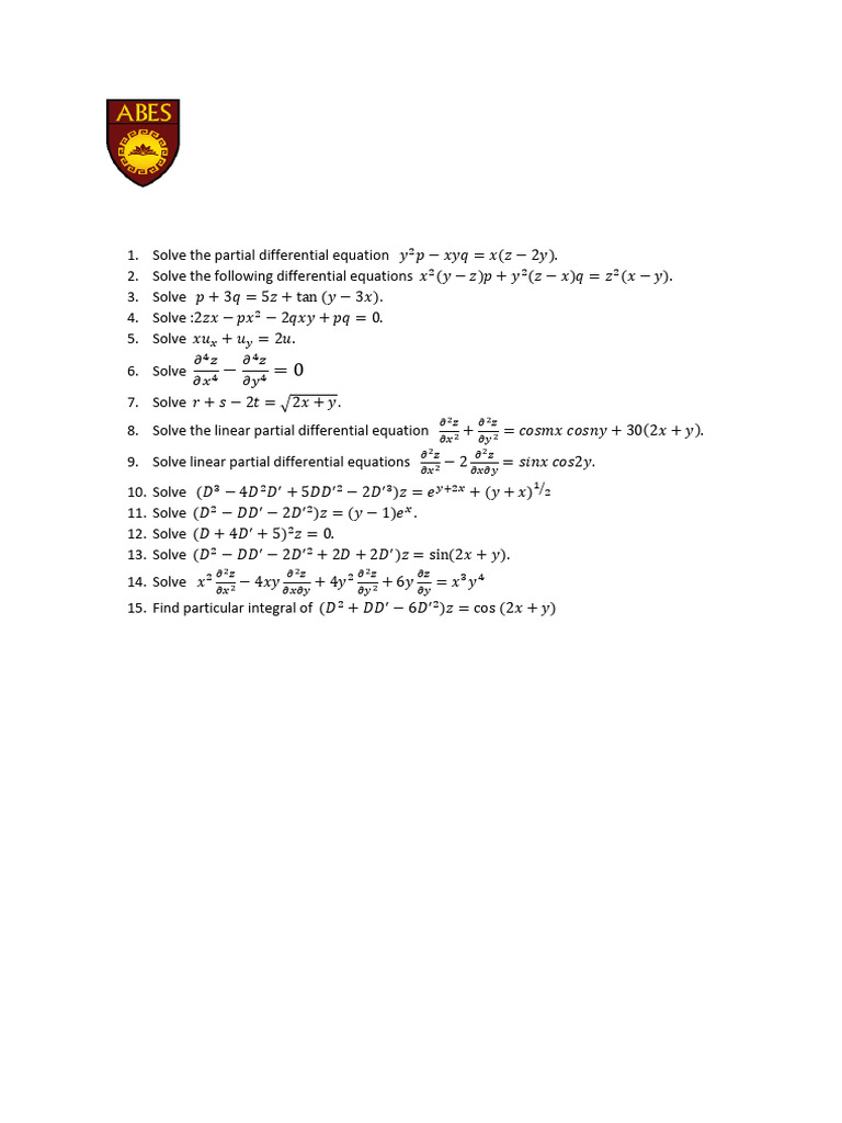 Mathematics-IV PDE Question Bank | PDF