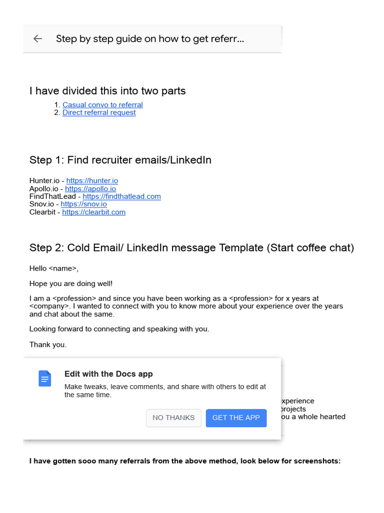 Step by step guide on how to get referrals | PDF