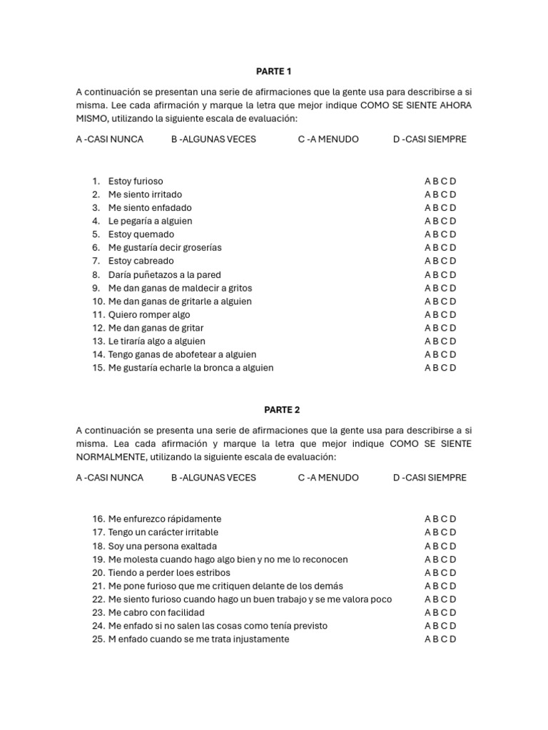 STAXI-II Manejo Ira | PDF