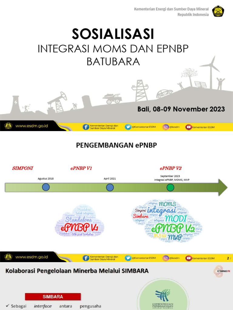 Sosialisasi Integrasi MOMS Dan ePNBP Minerba | PDF