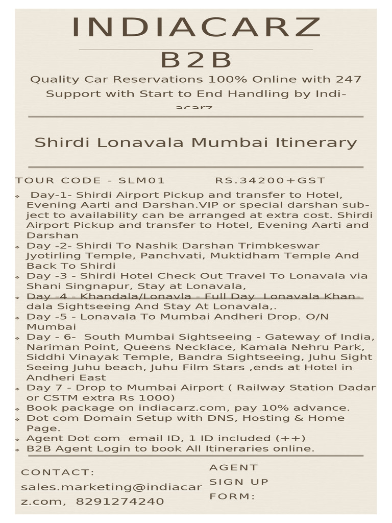 IndiaCARZ Brochure Shirdi | PDF