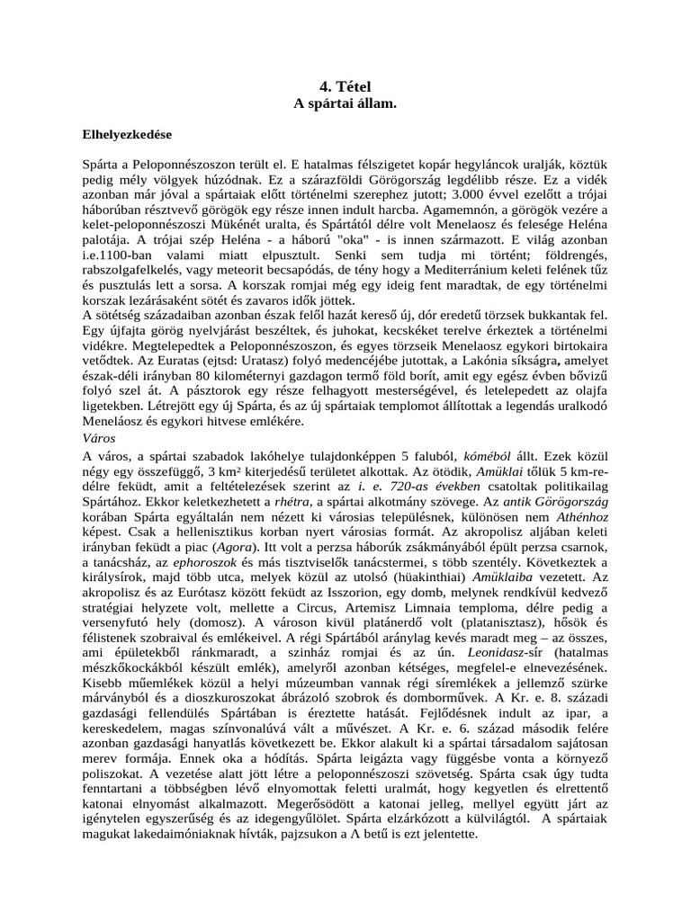 4 A Spártai Állam | PDF
