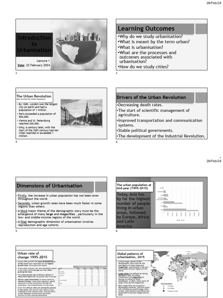 Lecture 1_Introduction to Urbanisation 2024 | PDF | Urbanization ...