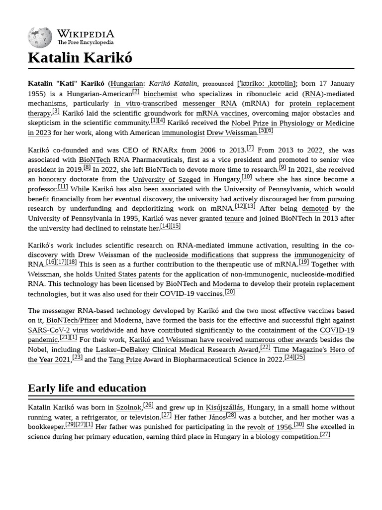 Katalin_Karikó | PDF | Biotechnology | Life Sciences