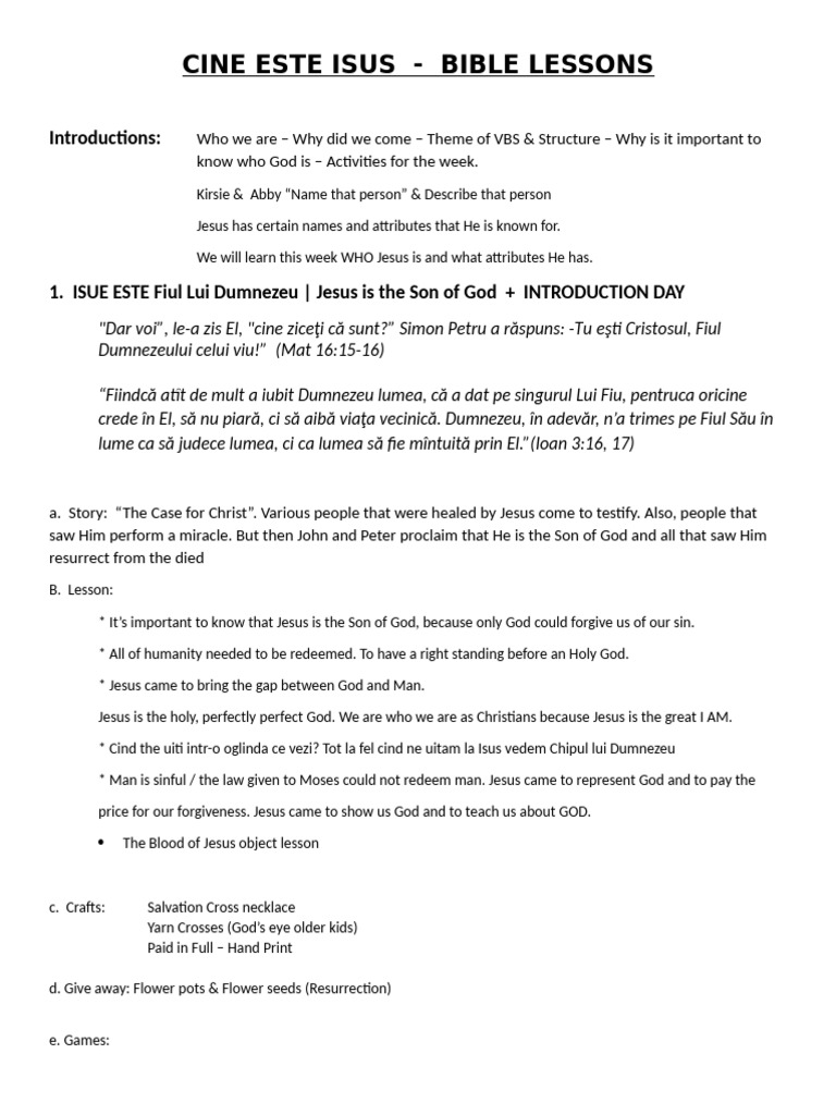 Bible Lessons - Cine Este Isus | PDF | Jesus | Religious Belief And Doctrine