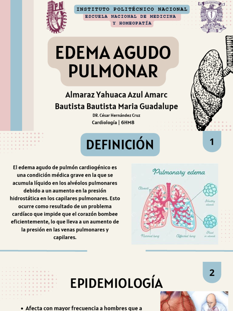 Edema Agudo Pulmonar: Causas y Tratamiento | PDF | Edema | Medicina CLINICA