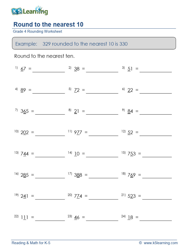 Grade 4 Round 3 Digit Numbers Nearest 10 A | PDF