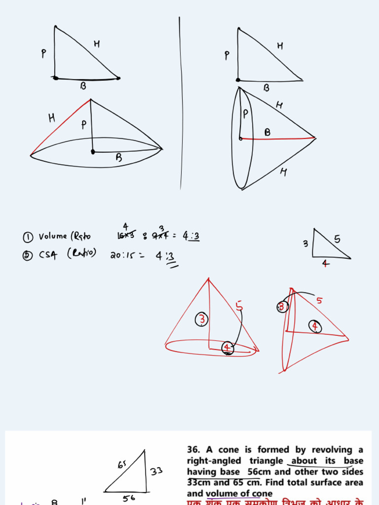 Mensuration 3D lecture - 13 Cone formed by Right angle trian | PDF