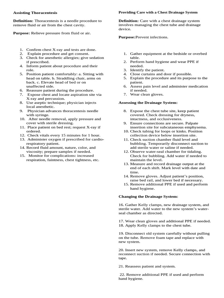 Assisting Thoracentesis and Water Drainage | PDF | Medical Specialties ...