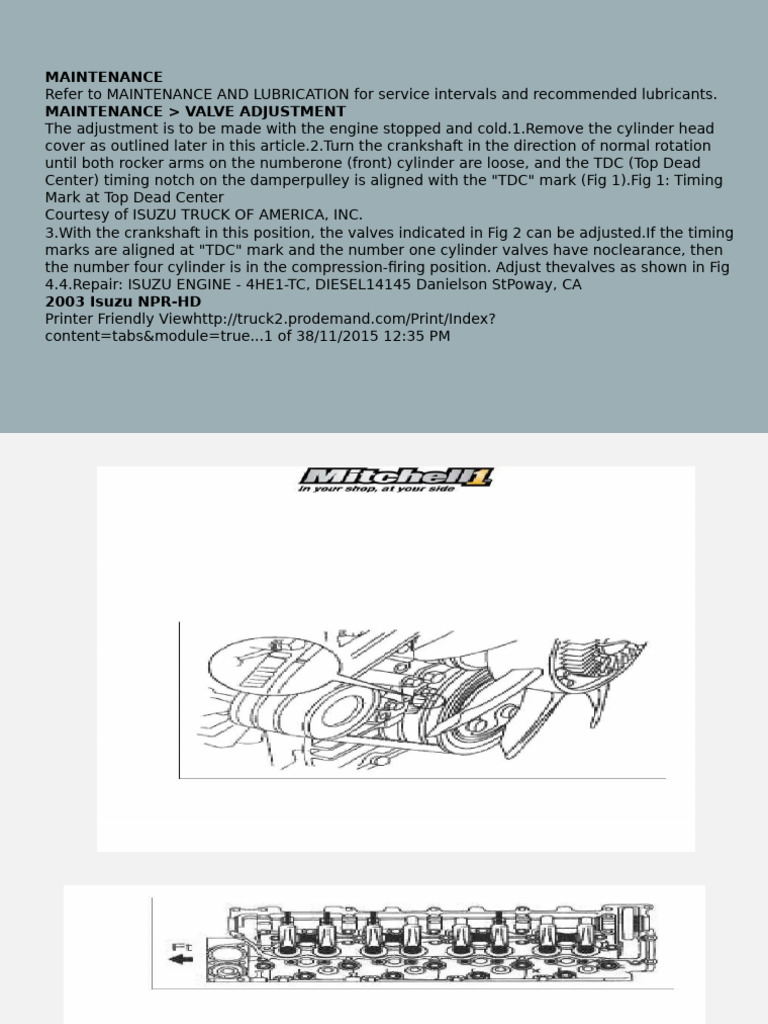 Valvae Adjustment With Timing Marks | PDF