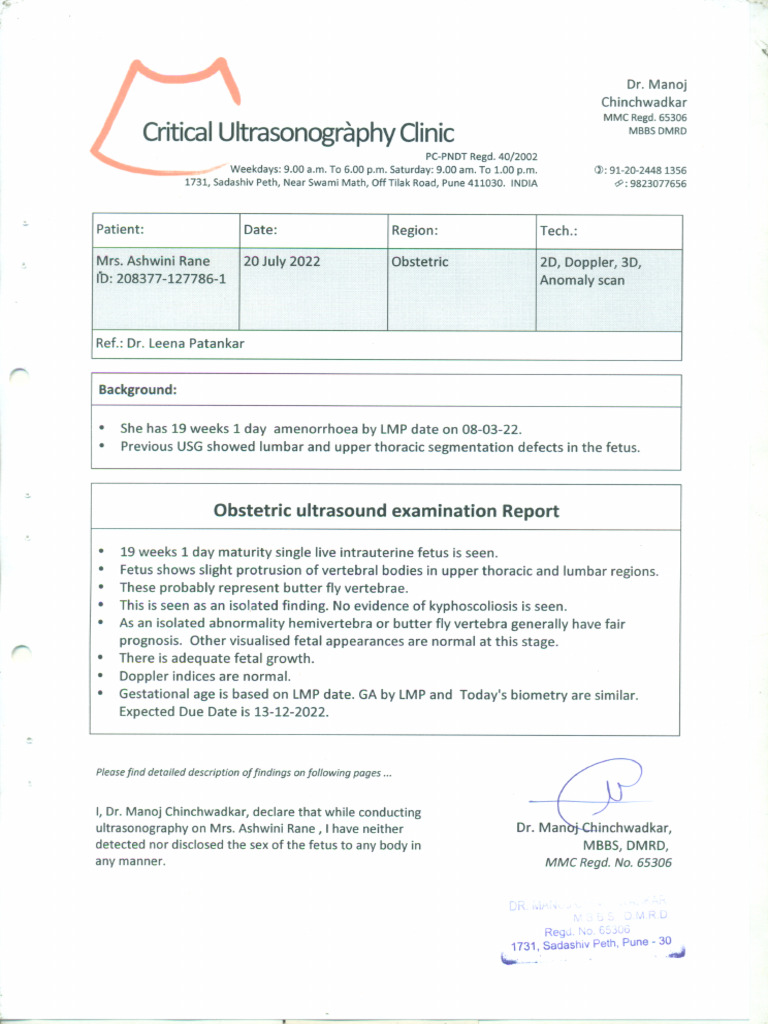 Sonography Report | PDF