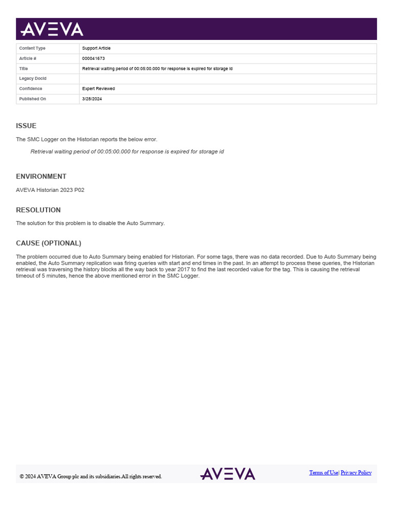 Fix AVEVA Historian Retrieval Timeout | PDF
