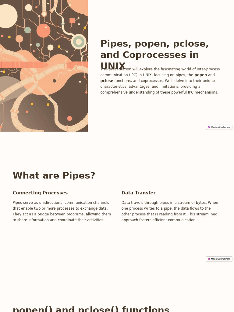 Pipes Popen Pclose and Coprocesses in UNIX (1) | PDF