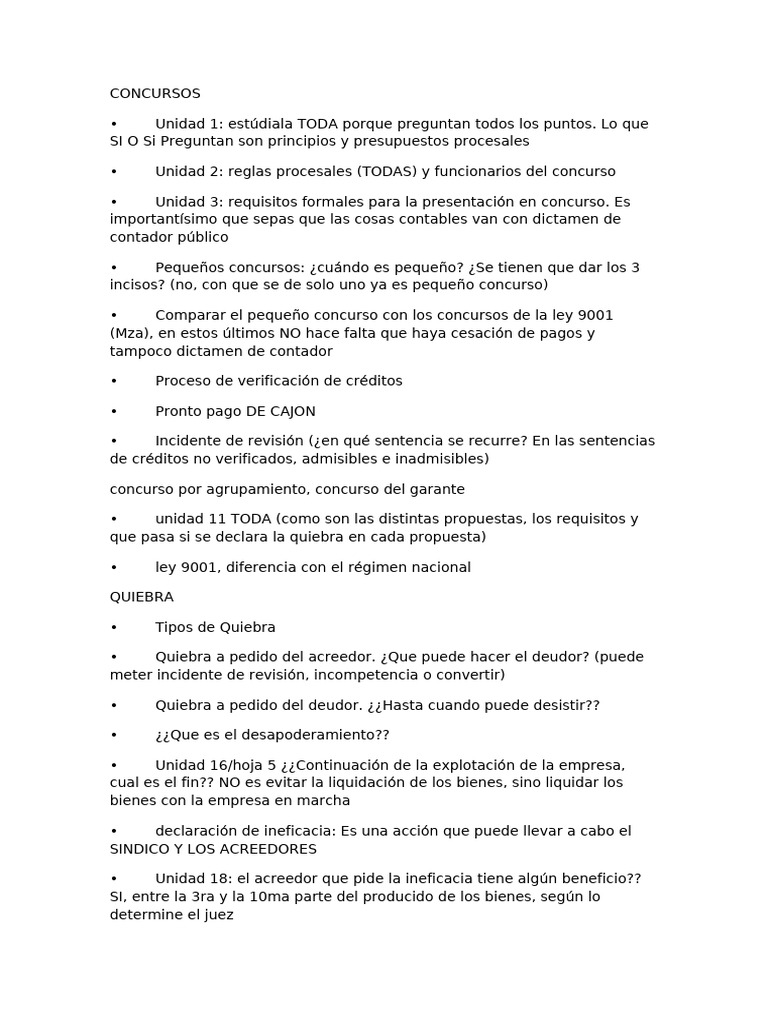 Preguntas de Concursos y Quiebras | PDF