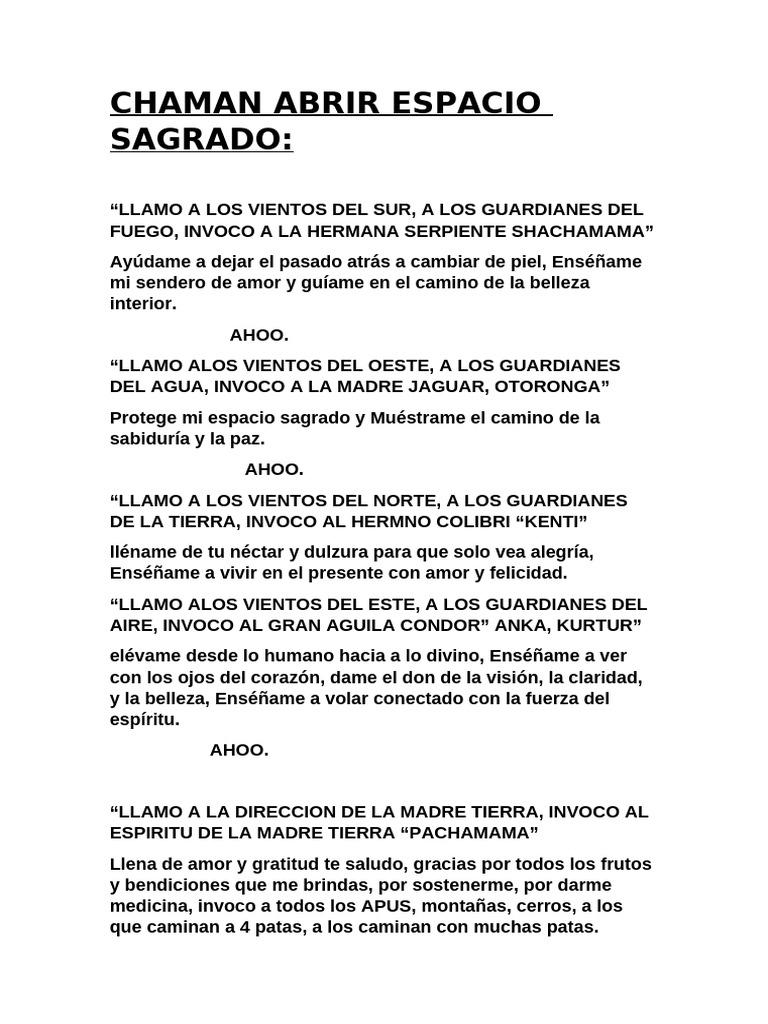 CHAMAN ABRIR ESPACIO SAGRADO | PDF