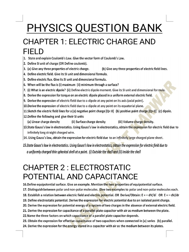 Physics Question Bank | PDF