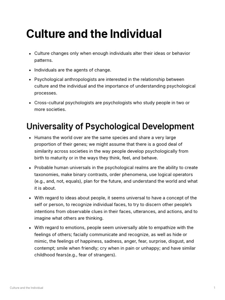 Culture and The Individual | PDF | Attachment Theory | Adolescence