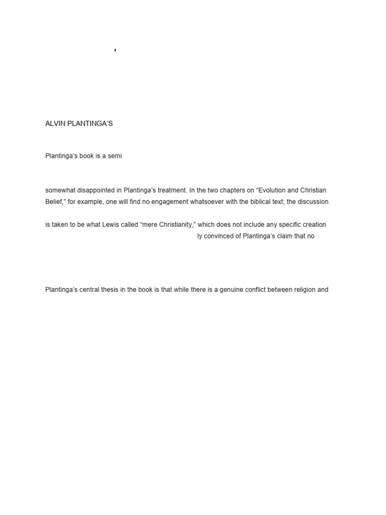 Alvin Plantinga Where The Conflict Really Lies Science, Religion, and ...