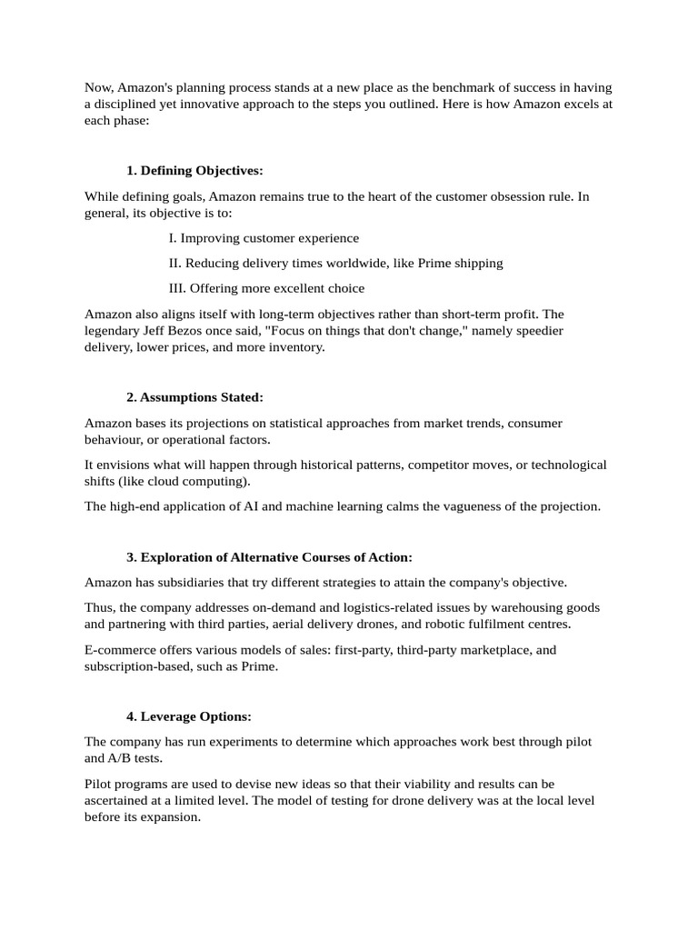 Amazon's Strategic Planning Process | PDF | Business | Economies