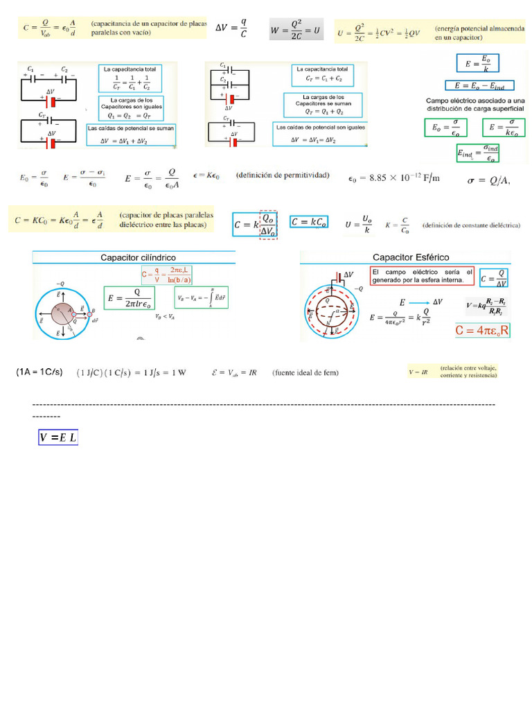HOJA DE FORMULAS Capacitores y Circuitos Eléctricos | PDF HOJA DE FORMULAS Capacitores y Circuitos Eléctricos | PDF