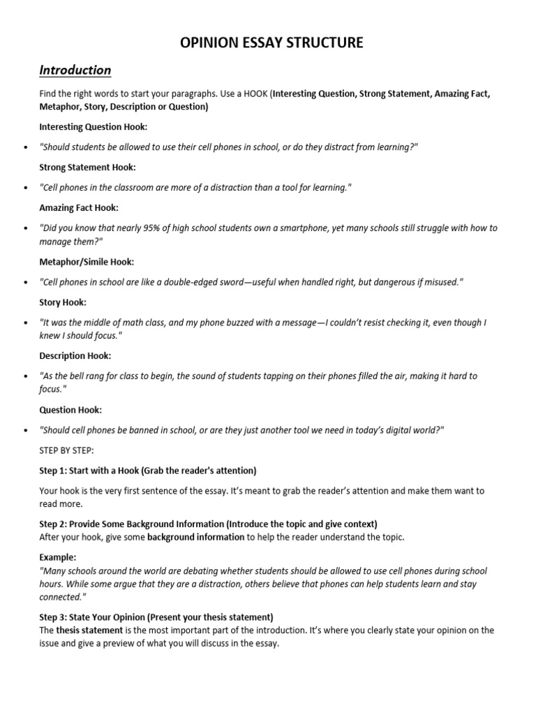 Opinion Essay Structure Guide | PDF | Essays | Communication