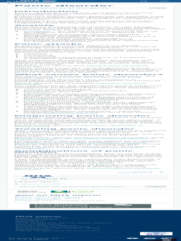 Panic Disorder NHS Inform | PDF | Panic Attack | Anxiety